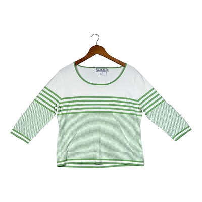 Carlisle Top Women's Green White Stripe Designer Long Sleeve Top Shirt ...