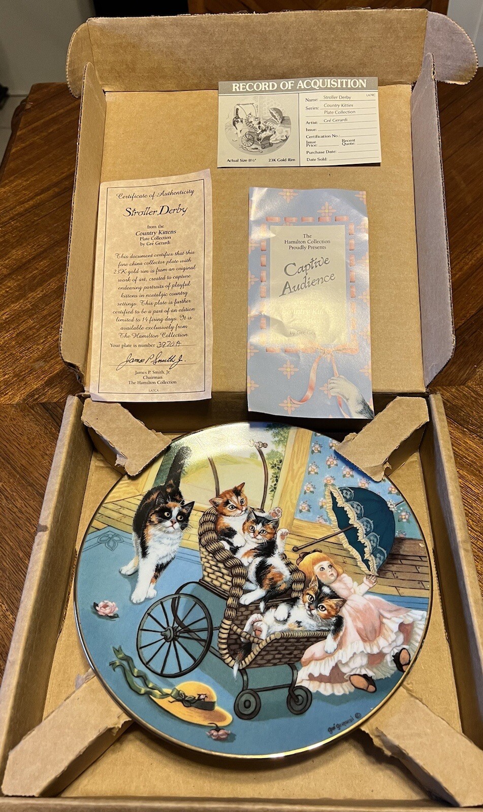 23K Gold Rim Vintage Cat Plate Dish STROLLER DERBY Kitten Hamilton ...