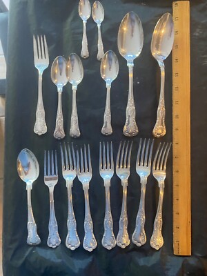 Antique Silver Plate Kings Shell Pattern Reed And Barton 16 PIECES ALL ...
