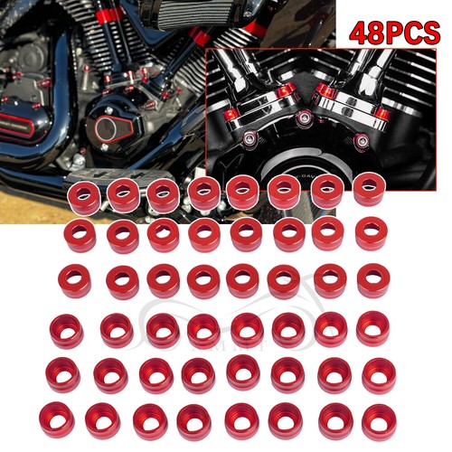For Harley Red Engine Bolt Cover Caps Touring M8 Trike Twin Cam Dyna ...