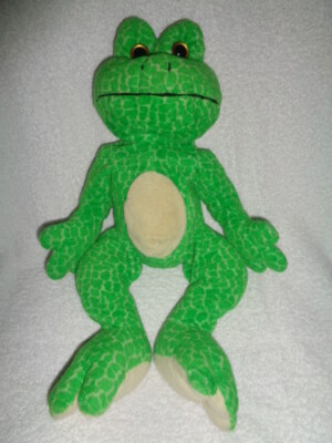 FROG 16" KELLYTOY CUTE VTG 1997 FLOPPY GREEN YELLOW STUFFED PLUSH KELLY ...