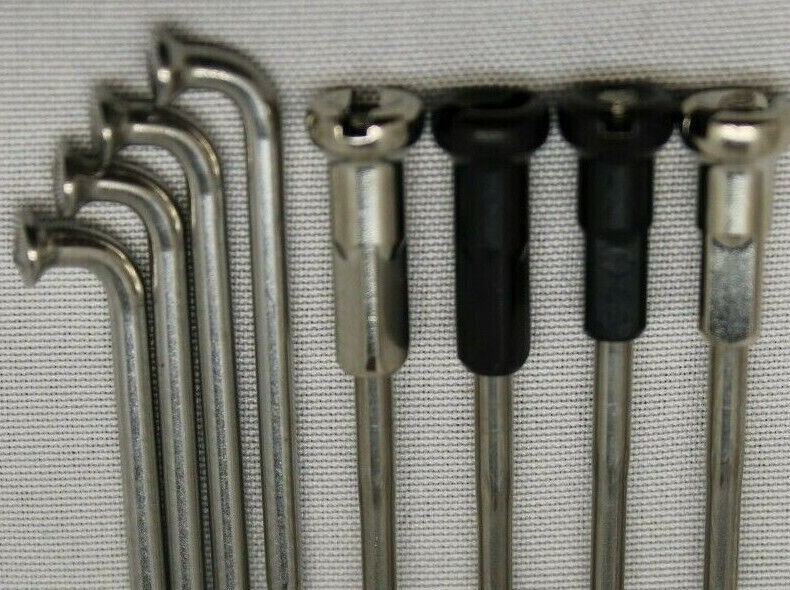 36 Custom length 13g (2.3mm) SILVER Stainless spokes with Brass nipples ...