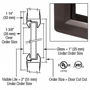CRL 24" x 30" Slimline Door Vision Lite, Fire Rated, Beveled Frame | eBay