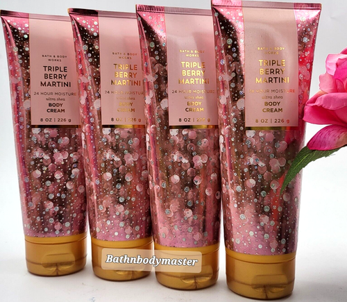 (4) Bath and Body Works TRIPLE BERRY MARTINI BODY CREAM lotion 8 OZ x4 ...
