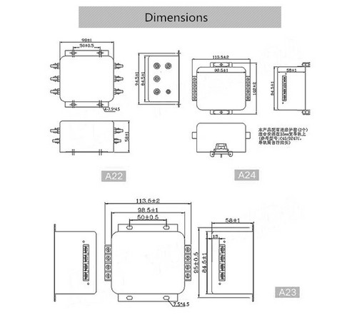 Three-phase 4-wire EMI Filter AC Power Supply 380V CW12B-3A-S 3A Bolt ...