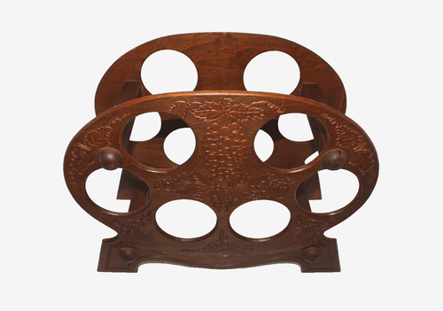 VTG Carved Grapevine Wine Bottle Holder 6 Bottle Display 17.25" x 14.5 ...