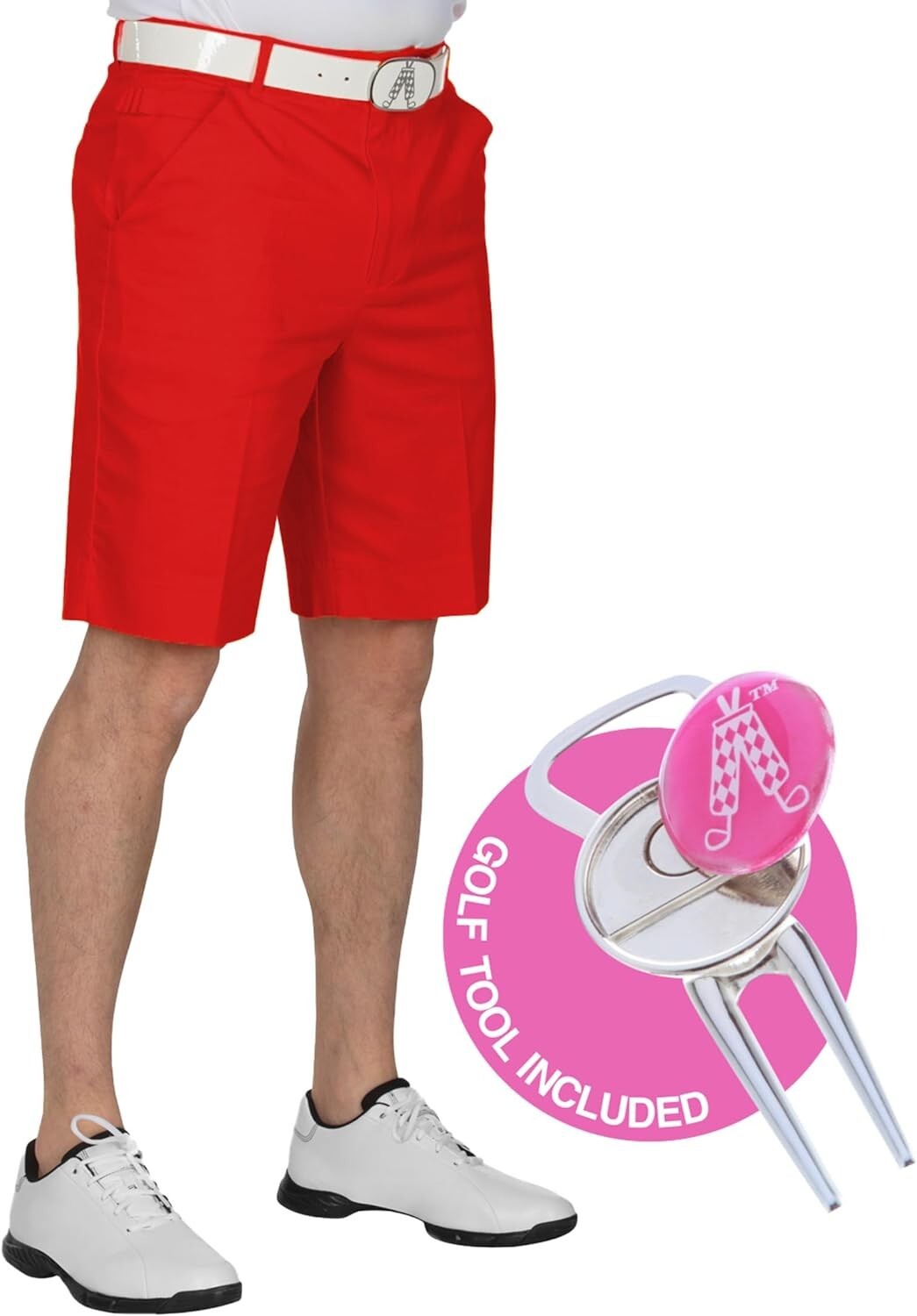 Royal and Awesome Men`s Golf Shorts Bright Red Golf Shorts + Tool Waist ...