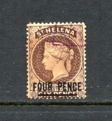 R8026 St. Helena 1894 QV 4p. on 6p. SURCHARGED (words 17mm) 1v. used | eBay