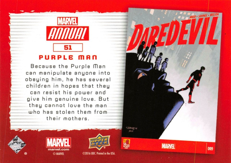 PURPLE MAN / MARVEL ANNUAL 2016-17 (Upper Deck) BASE Trading Card #51 ...