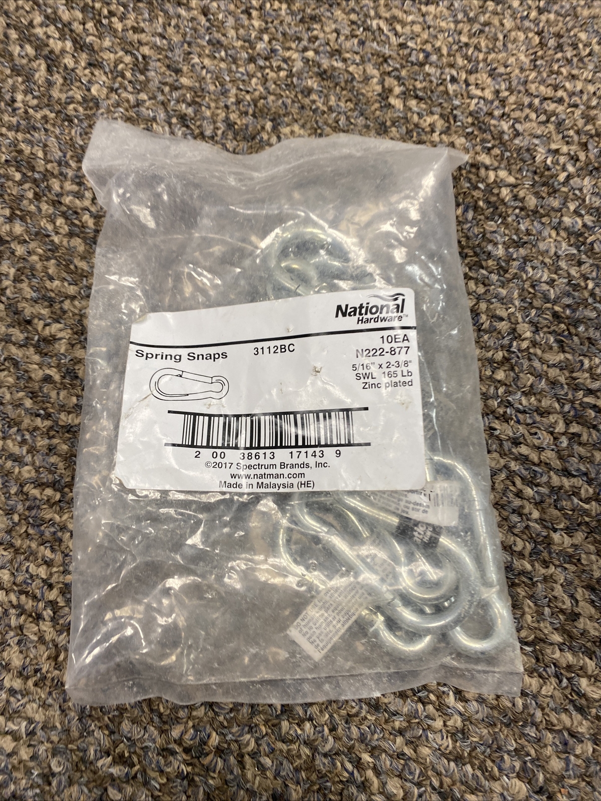 NATIONAL HARDWARE 3112BC, 10 PK, SPRING SNAPS, N222-877 5/16” X 2-3/8 ...