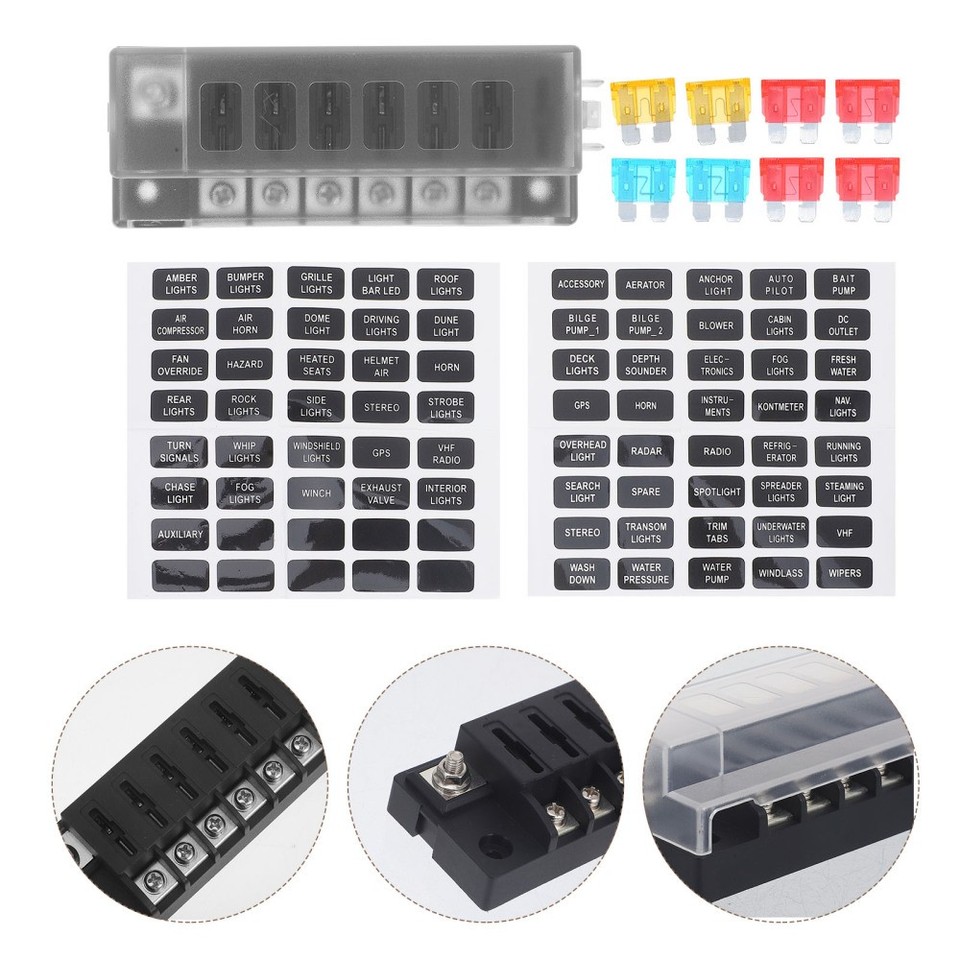 1 Set Fuse Block 6 Way Circuit Fuse Holder Automotive Fuse Block With ...