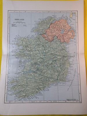 1920 Ireland Geographical Color Vintage Map English Ireland Dublin ORIG ...