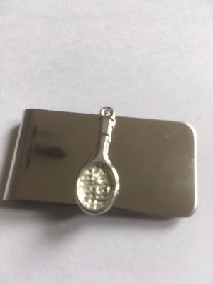 Tennis Racket TG316A Made In Fine English Pewter on a Money Clip Chrome ...