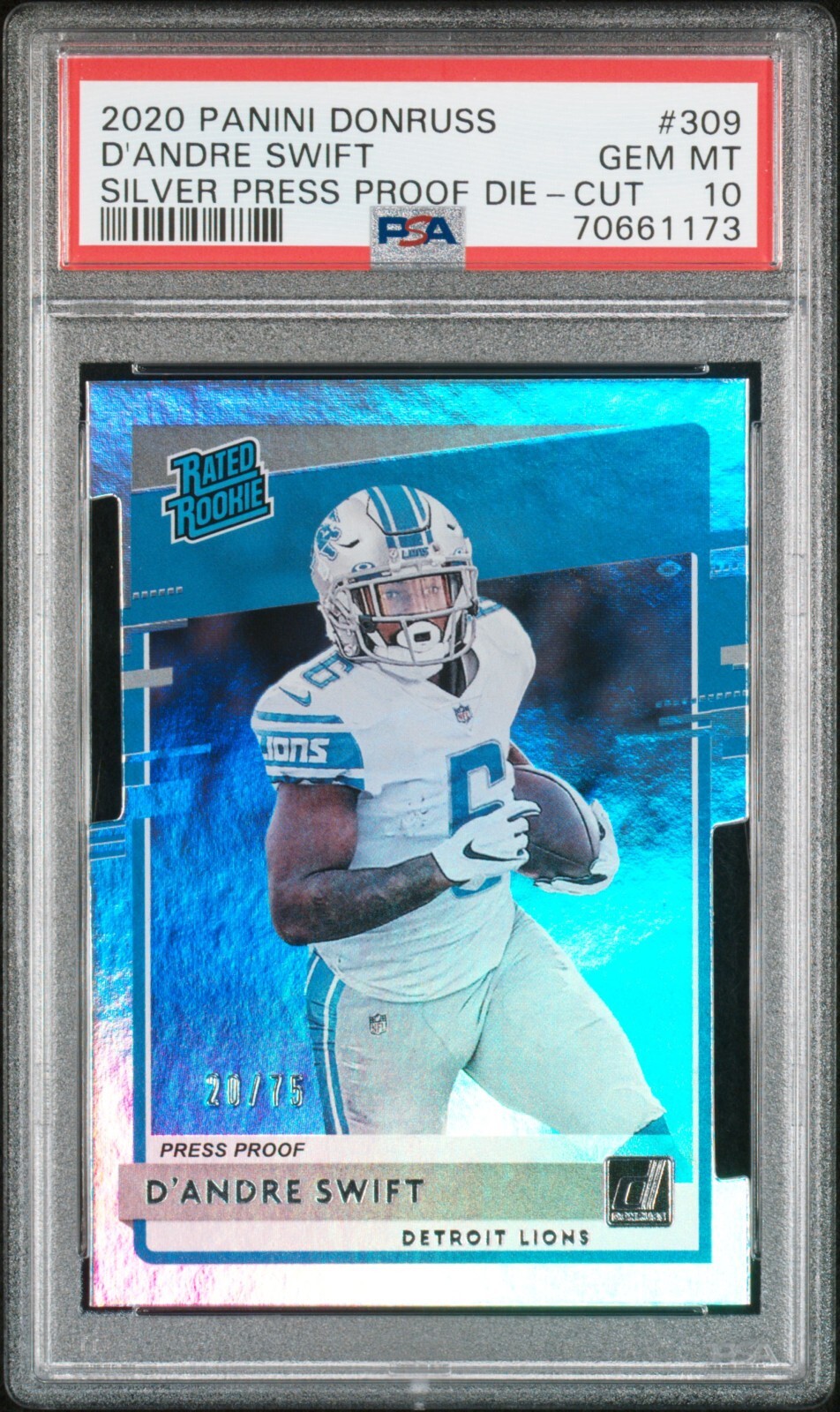 2020 Panini Donruss 309 D'Andre Swift Silver Press Proof Die-Cut PSA 10 ...
