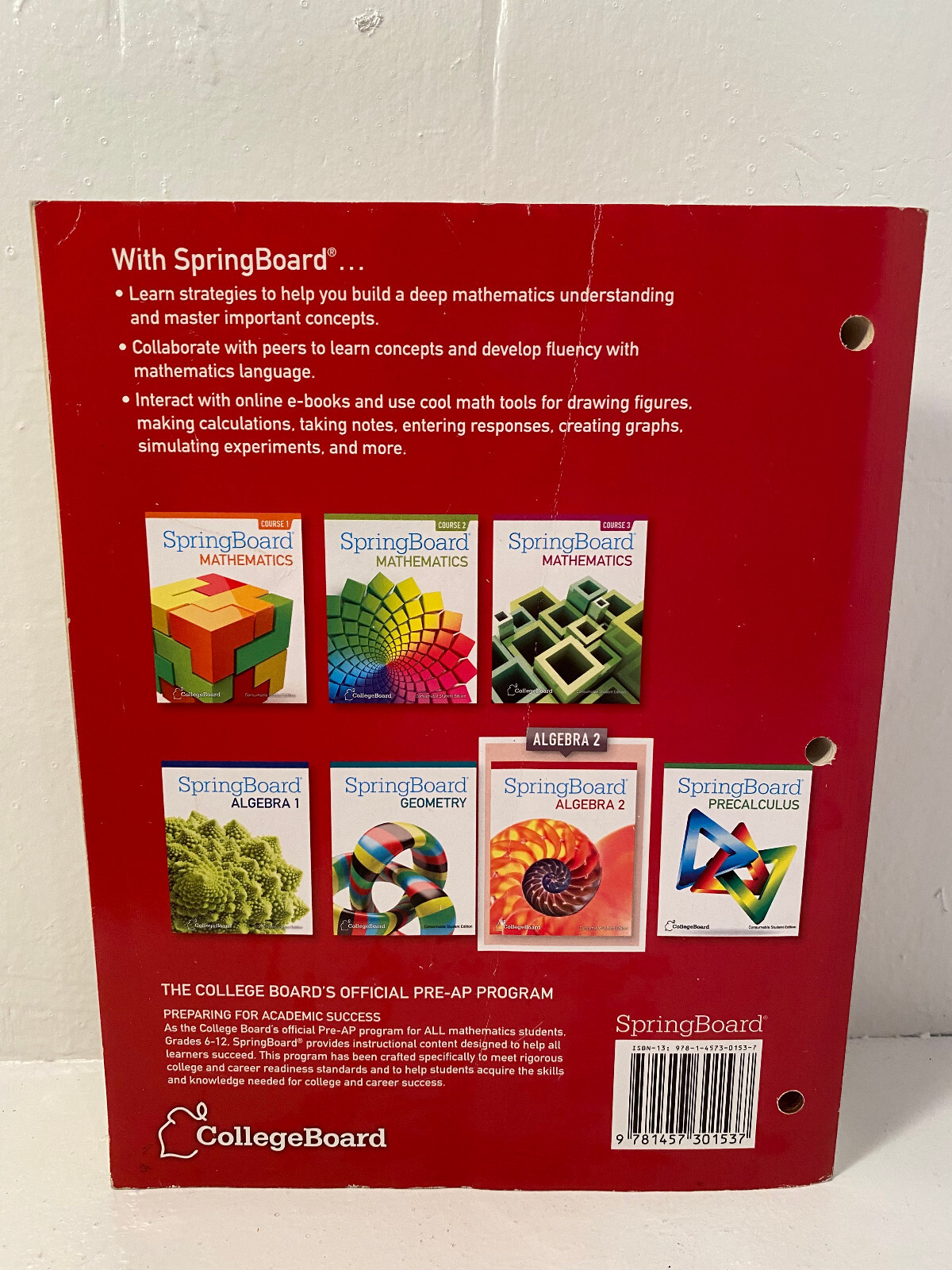 Springboard Algebra 2 Consumable Student Edition 2015 CollegeBoard ...