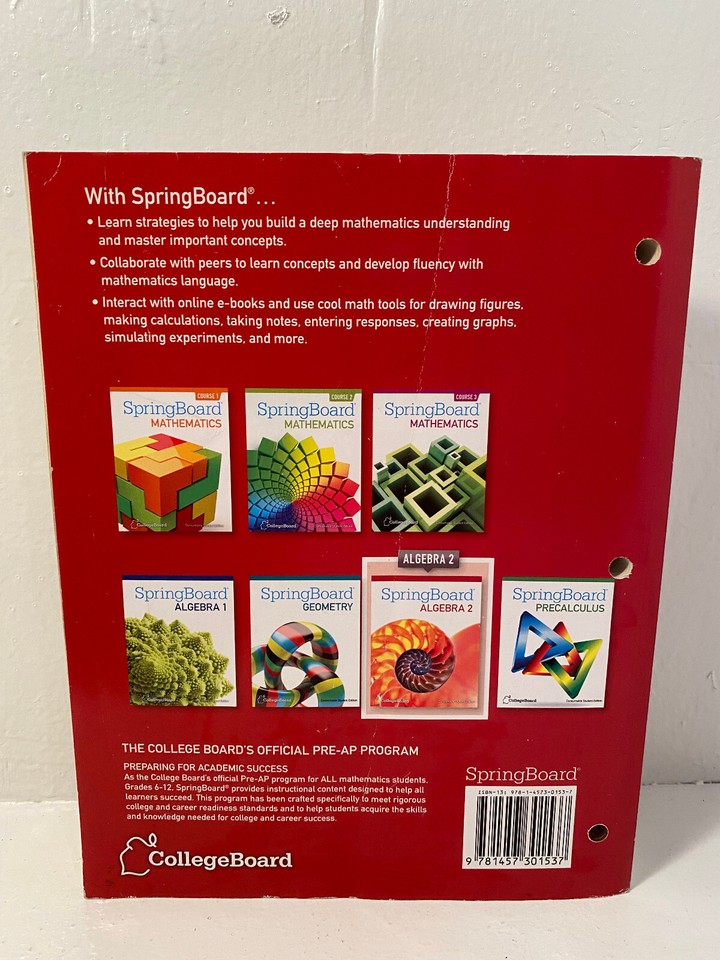 Springboard Algebra 2 Student Edition Workbook CollegeBoard Home ...