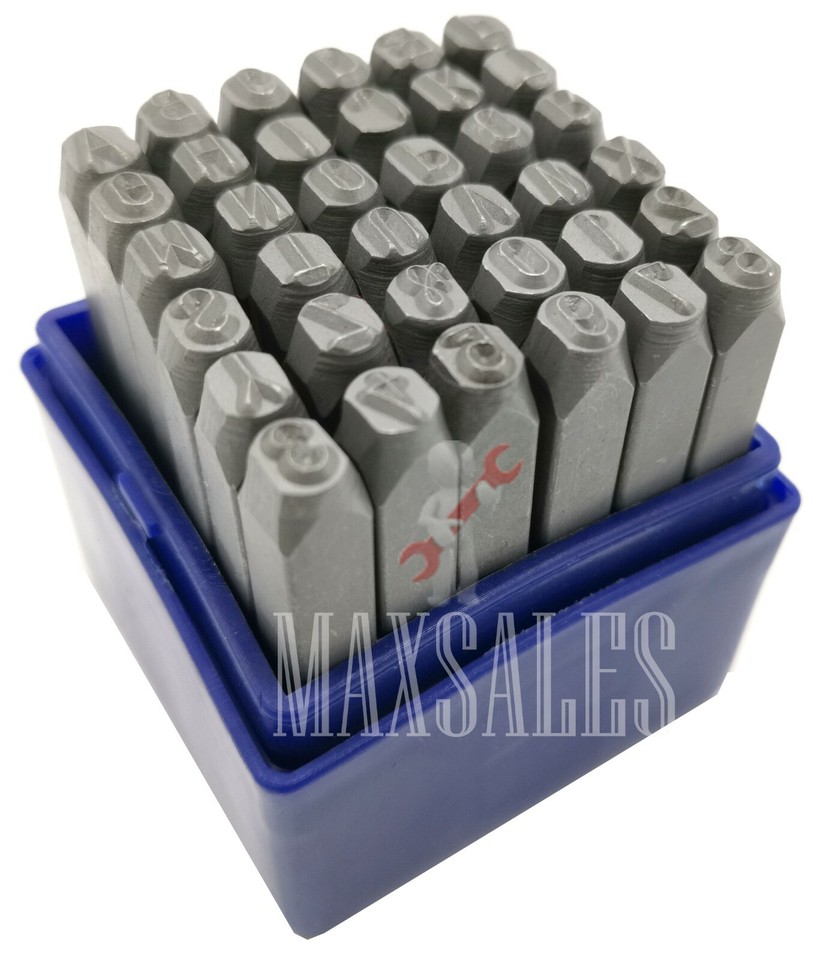 36pc 5MM 3/16" Shaft Letter & Number Stamping Set Hardened Metal Stamp ...