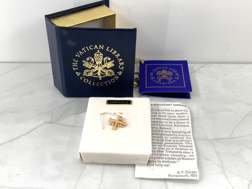 14K Gold Vatican Library Collection Cross Crucifix Catholic Charm ...