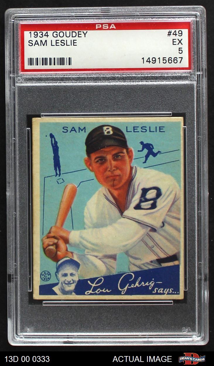 1934 Goudey #49 Sam Leslie Dodgers PSA 5 - EX | eBay