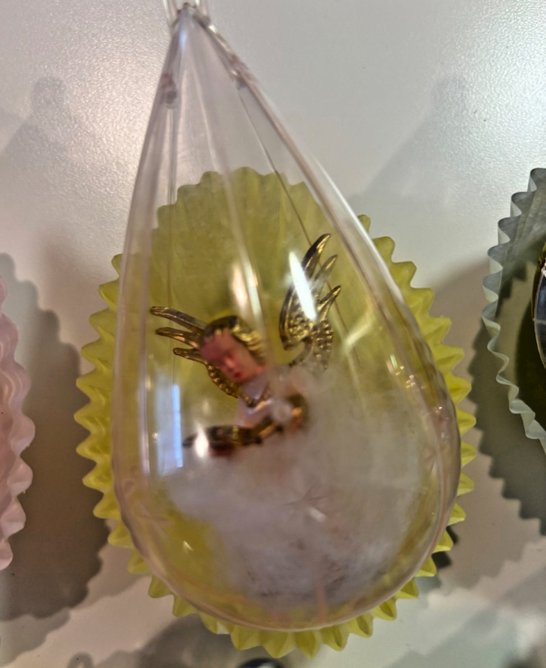 13 Vintage Diorama Jewel Brite Plastic Christmas Ornaments Angel Santa ...