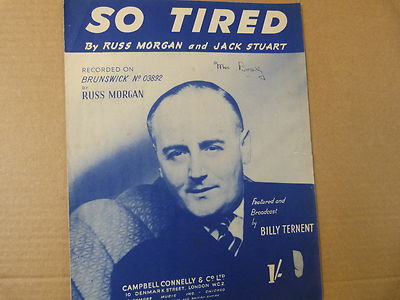 song sheet SO TIRED Billy Ternent 1963 | eBay