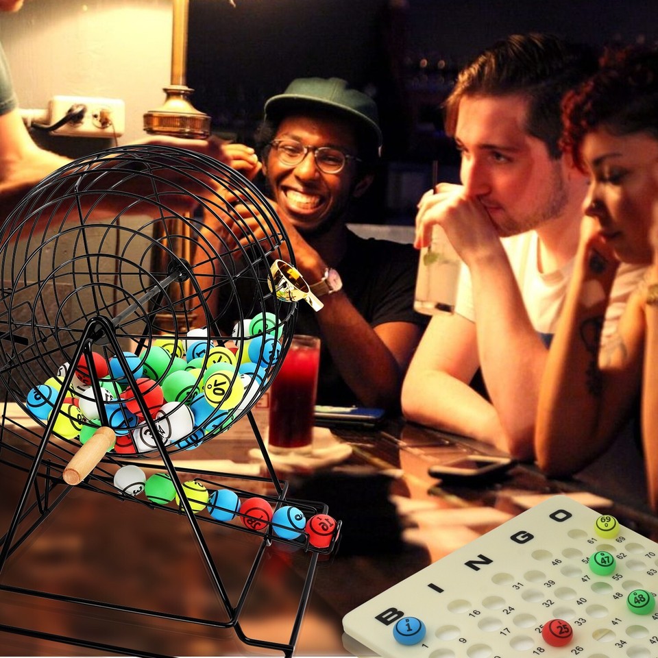 PRO Jumbo Bingo Game Set w/Large Bingo Cage, 1.5" Ping Pong Bingo Balls ...