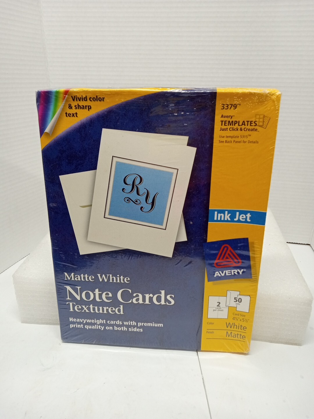 Avery Textured Note Cards 4 1/4 x 5 1/2 Matte White Envelopes 3379 50 ...