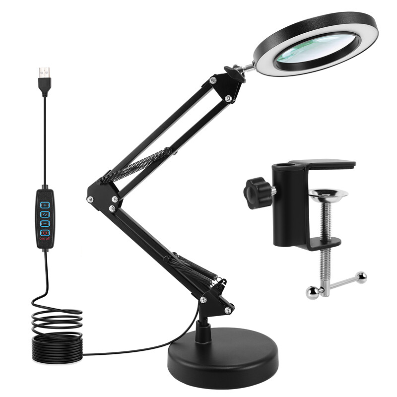 10X Magnifying Glass Desk Light Magnifier LED Lamp Reading Lamp With ...