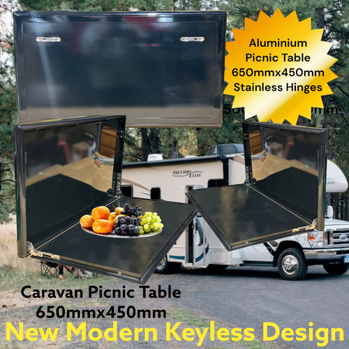 BLACK 650MMX450 KEYLESS TABLE FOLDING DROP DOWN CARAVAN RV PICNIC RV ...