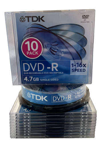 TDK DVD-R 4.7GB Single Sided 1-16x Speed, 20 Sealed + 9 Opened Never ...