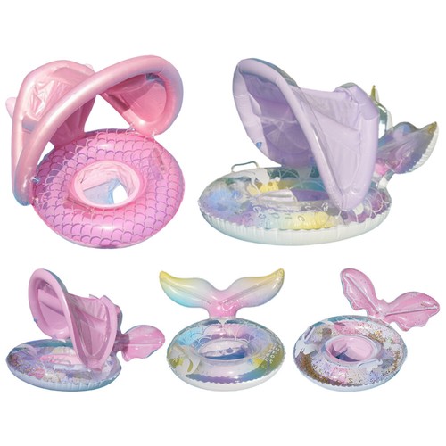 Baby Mermaid Swim Ring Swim Float Tube with Handles & Seat for Pool ...