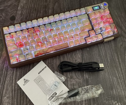 Custom Mechanical Keyboard Solakaka A99 Pro Floral Keycaps RGB Tri-Mode ...