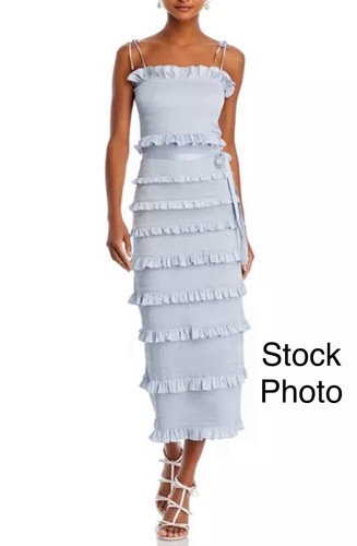 V.Chapman Lily Ruched & Ruffled Stretch Midi Dress - EUC SZ 10 | eBay