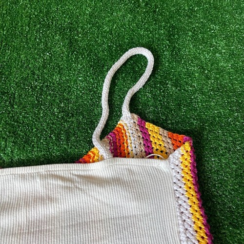 ZARA Crochet Knitted Spaghetti Strap Frayed Crop Top Beach Bustier Size ...