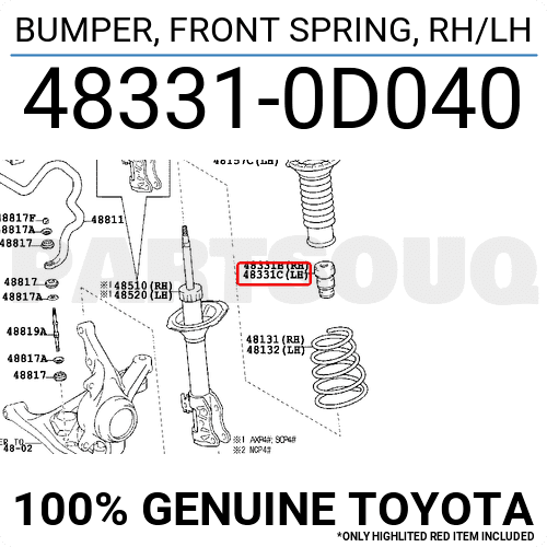 483310D040 Genuine Toyota BUMPER, FRONT SPRING, RH/LH 48331-0D040 | eBay