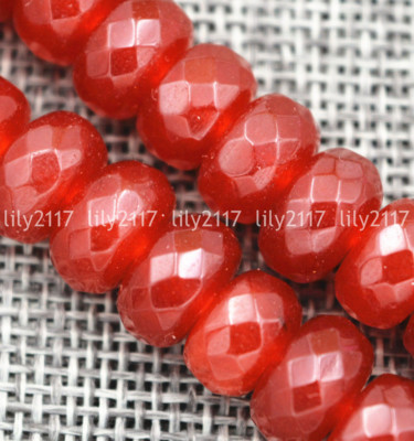 Fashion Natural 6x10mm Faceted Red Jade Rondelle Loose Beads Gemstone ...