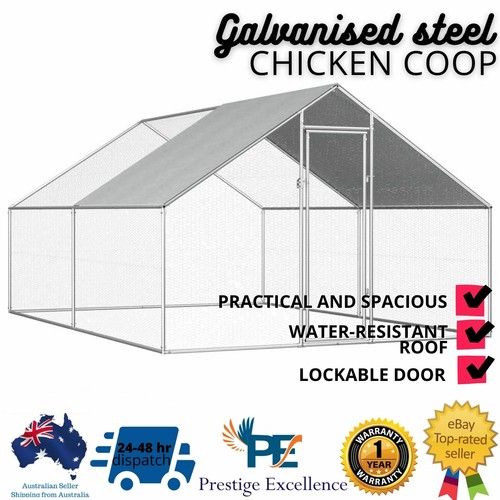 Large Metal Run Chicken Coop Rabbit Hutch Cage Metal House Ferret Chook ...