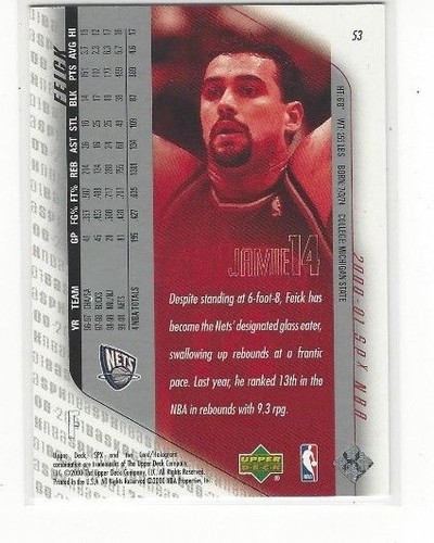 2000-01 SPX BASKETBALL JAMIE FEICK #53 - NEW JERSEY NETS | eBay