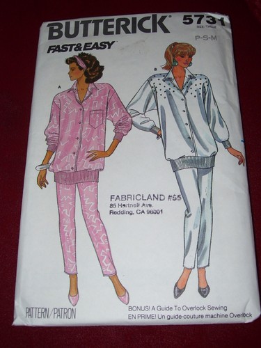 BUTTERICK #5731-LADIES LOUNGEWEAR TOP w/HEM BAND & PULL ON PANTS ...