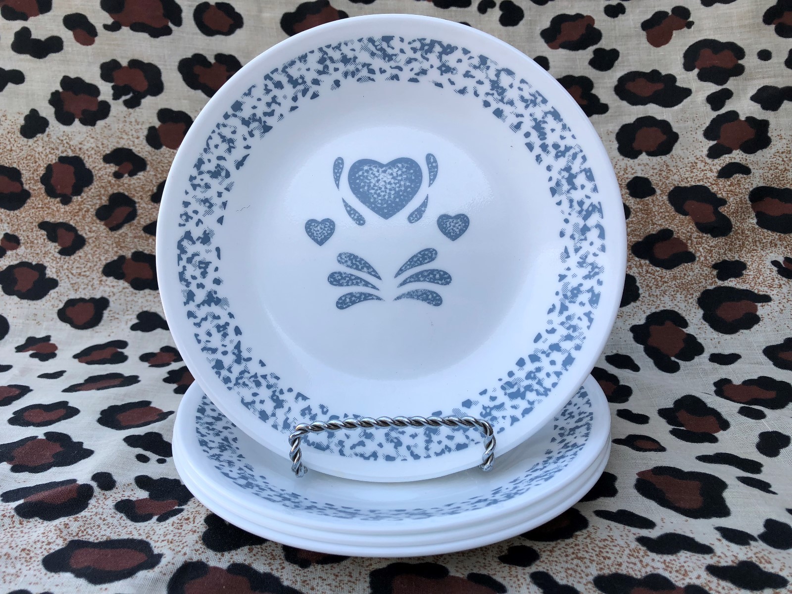 Corelle Blue Hearts Dishes White Small B&B Or Dessert Plates Set Of 4 ...