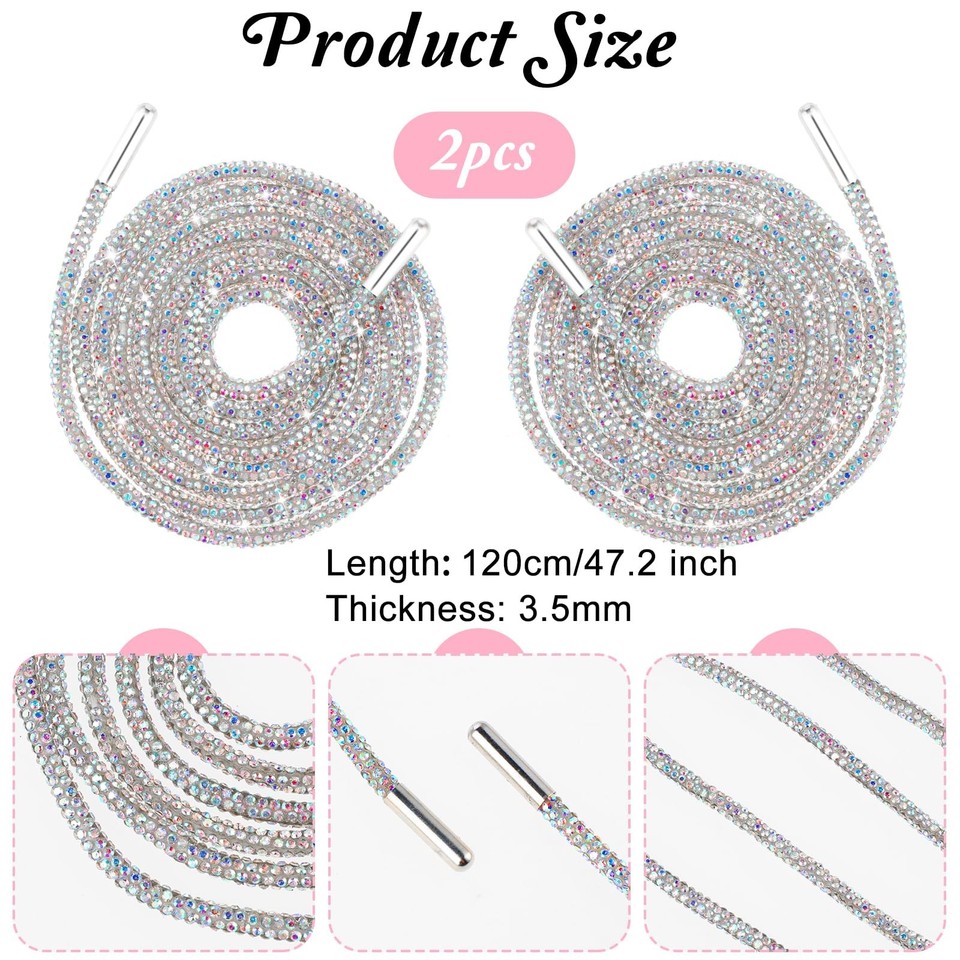 2PCS Glitter Shoe Laces Rope, Glitter Rope, Rhinestone Glitter Strings ...