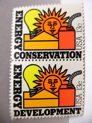 SCOTT STAMP # 1723-1724 ENERGY CONSERVATION & DEVELOPMENT 13 CENT PAIR ...