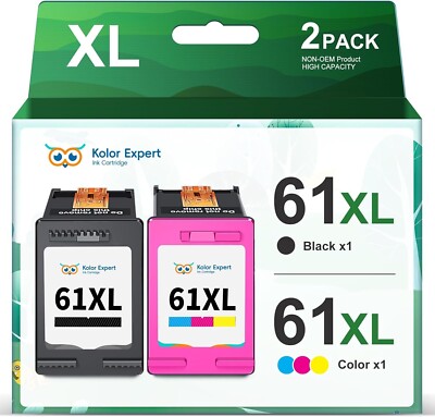 2 PACK 61XL Ink Cartridge replacement for HP 61XL Deskjet 1051 1055 ...