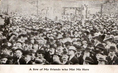 Postcard Hello Bill "A Few of My Friends who Met Me Here" Men Hats PM ...