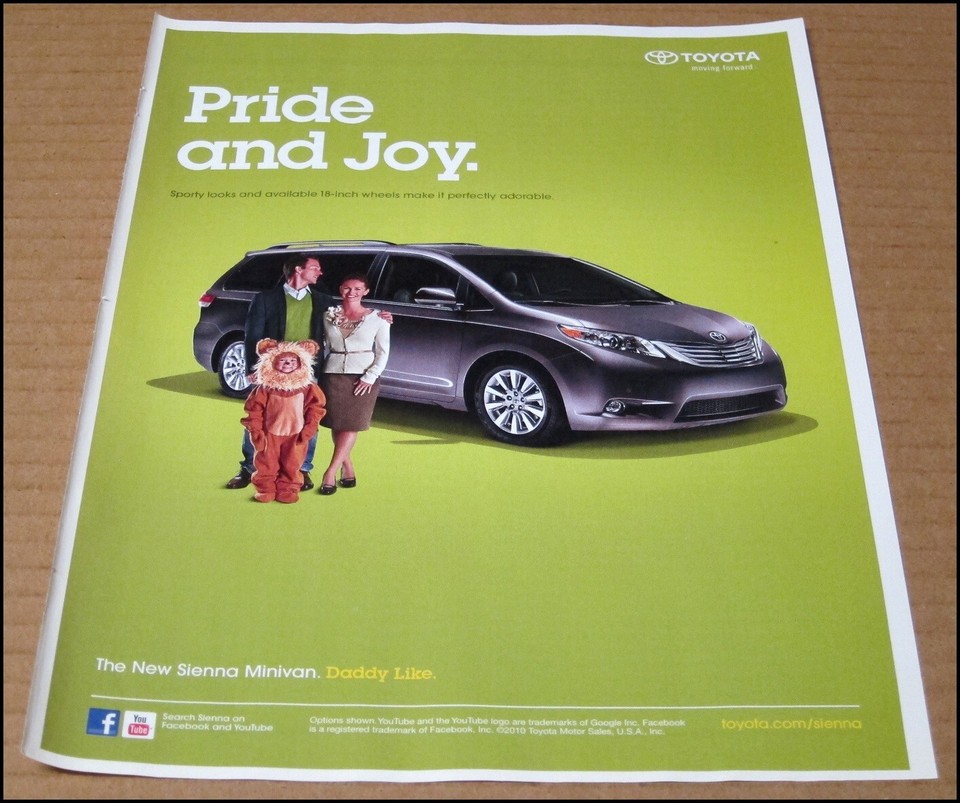 2010 Toyota Sienna Minivan Print Ad Car Automobile Advertisement VTG ...