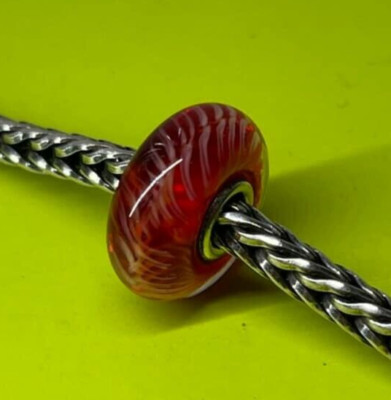 Trollbeads Red Feather Murano Bead 925 Sterling Retired Excellent ! | eBay