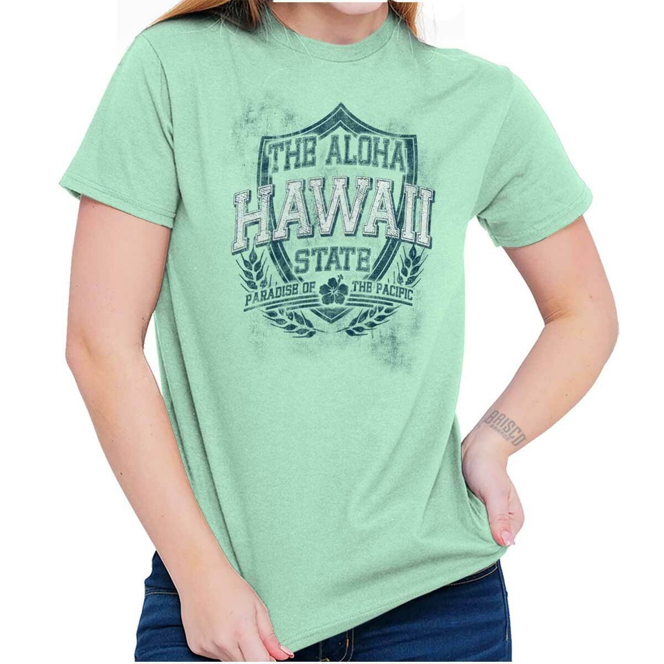 Hawaii State Motto Souvenir Tourist Travel Adult Short Sleeve Crewneck ...