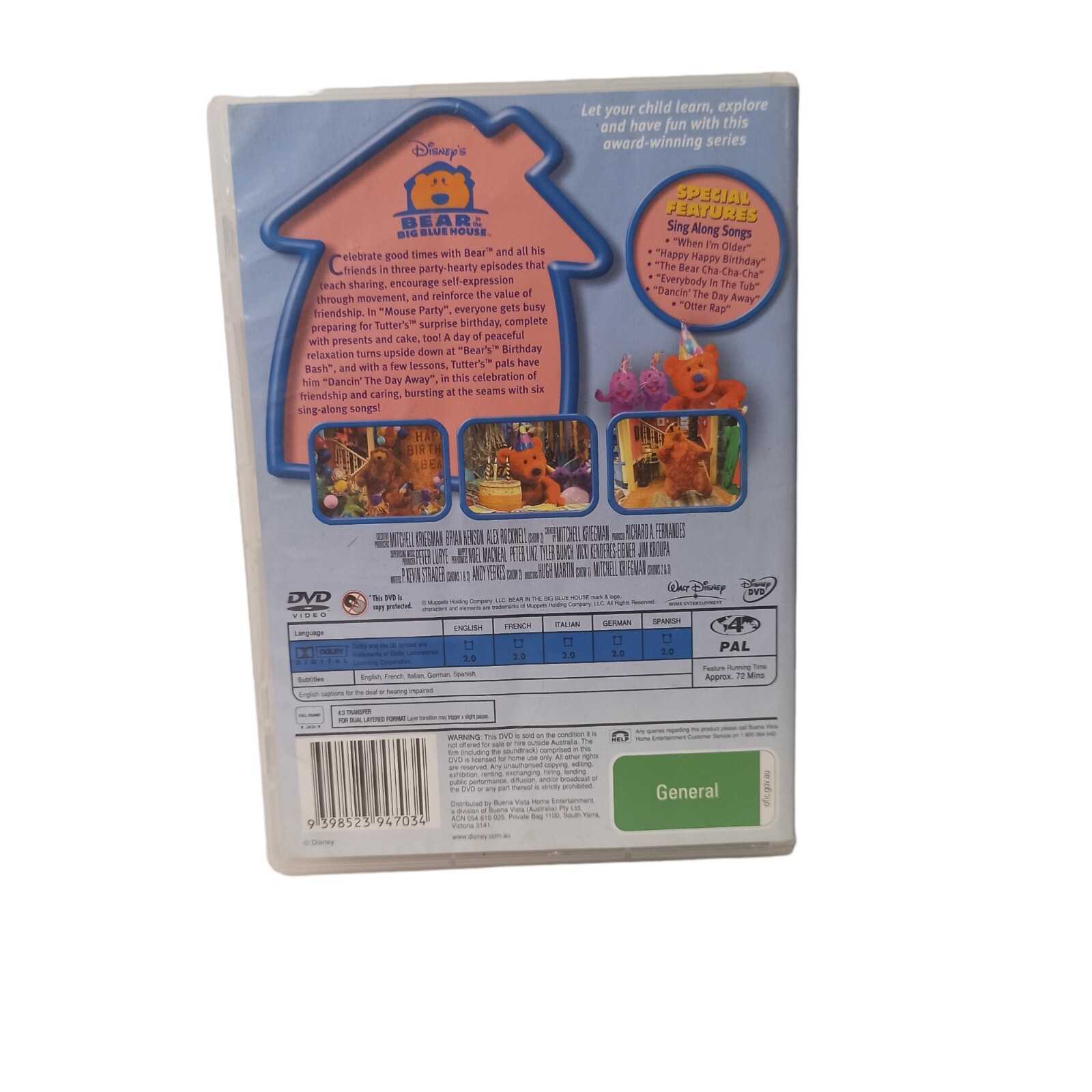 Bear In The Big Blue House - Party Time With Bear (DVD, 2005) for sale ...