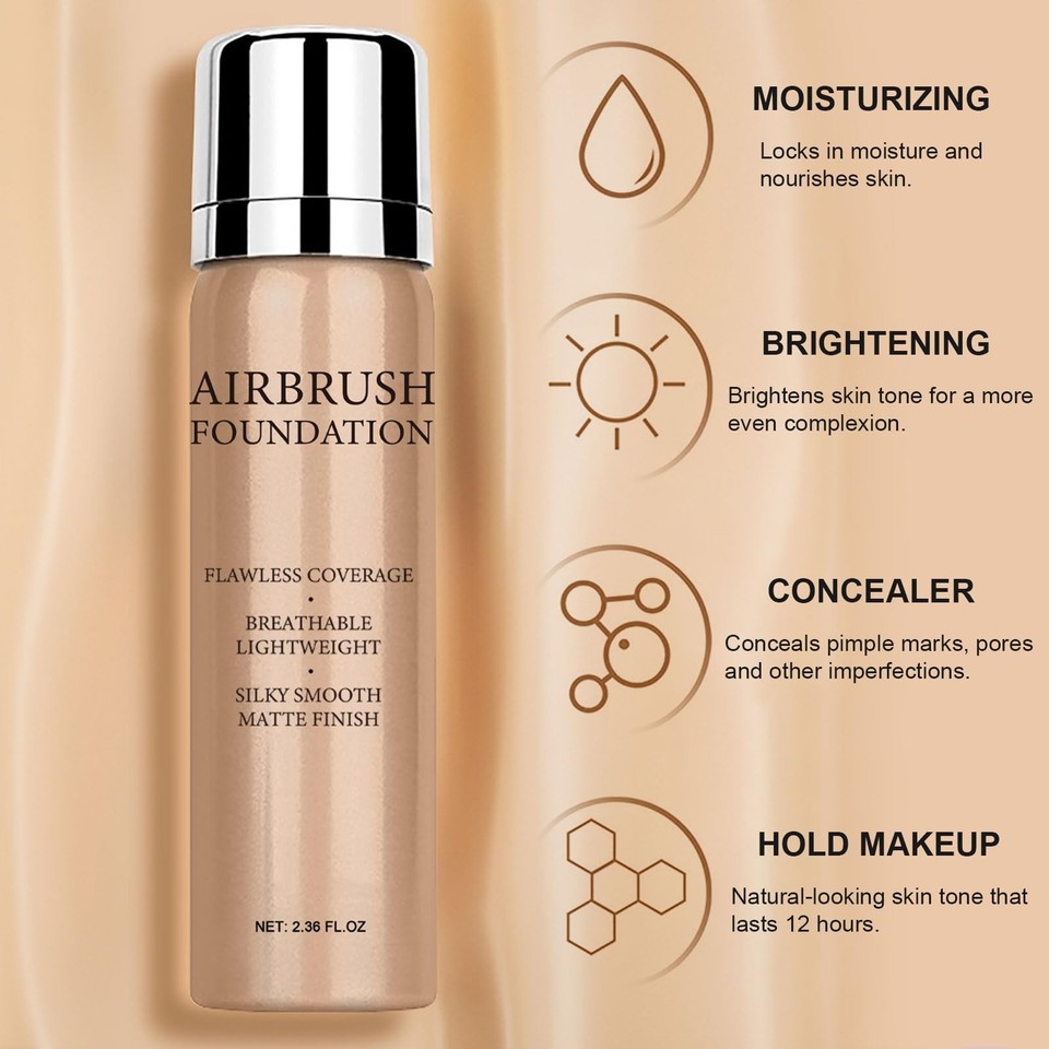 Airbrush Foundation Makeup Spray, Long Lasting Waterproof Full Coverage ...