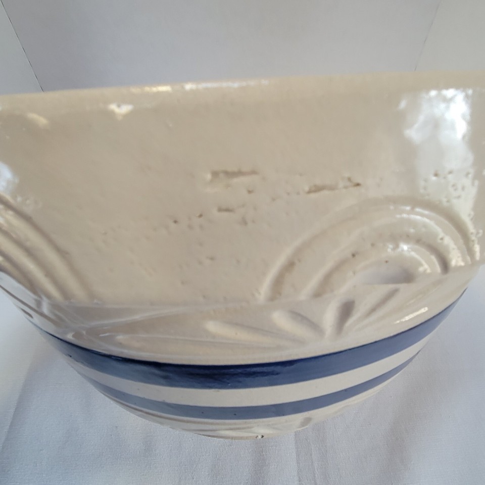 Roseville Ransbottom 12" Bowl Blue Band Stripe Stoneware 305-12 | eBay